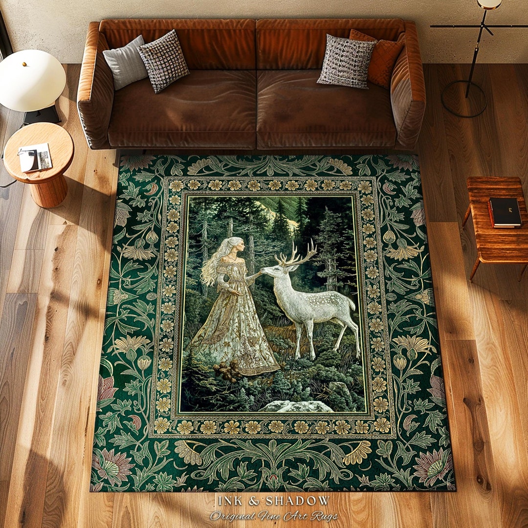 Botanical Folklore Ethereal Area Rug | Forest Elegance Mother Earth Rug ...