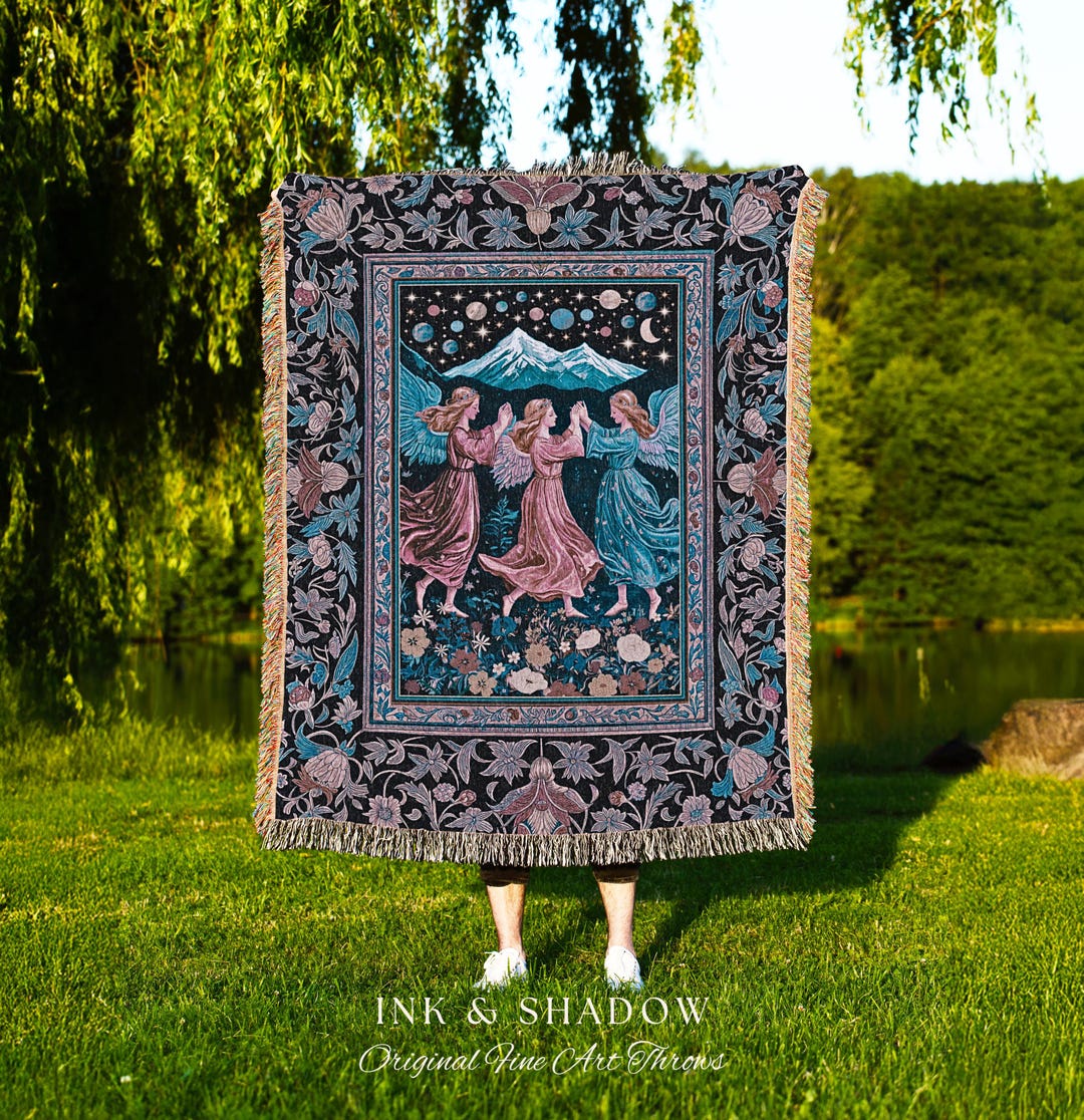 Mountain Maidens Ethereal Woven Tapestry | Whimsical Folklore Angels ...