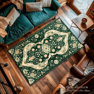 Elegant Sea Green Area Rug Classic Ornate Statement Rug With Fine ...
