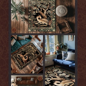 Fantasy Inspired Area Rug | Dark Academia Gothic Book Nook Decor ...