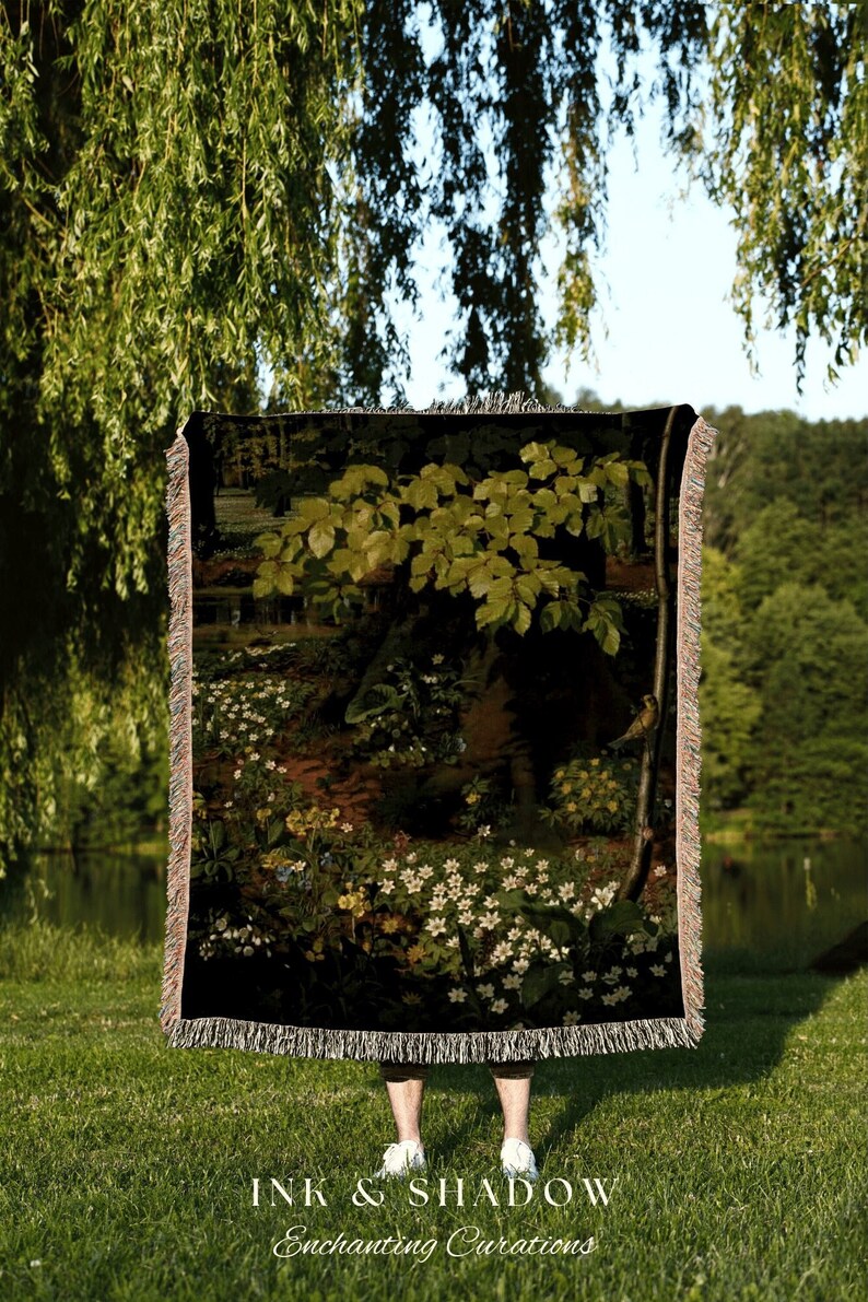 Dark Botanical Tapestry | Renaissance Art Woven Blanket | Victorian ...