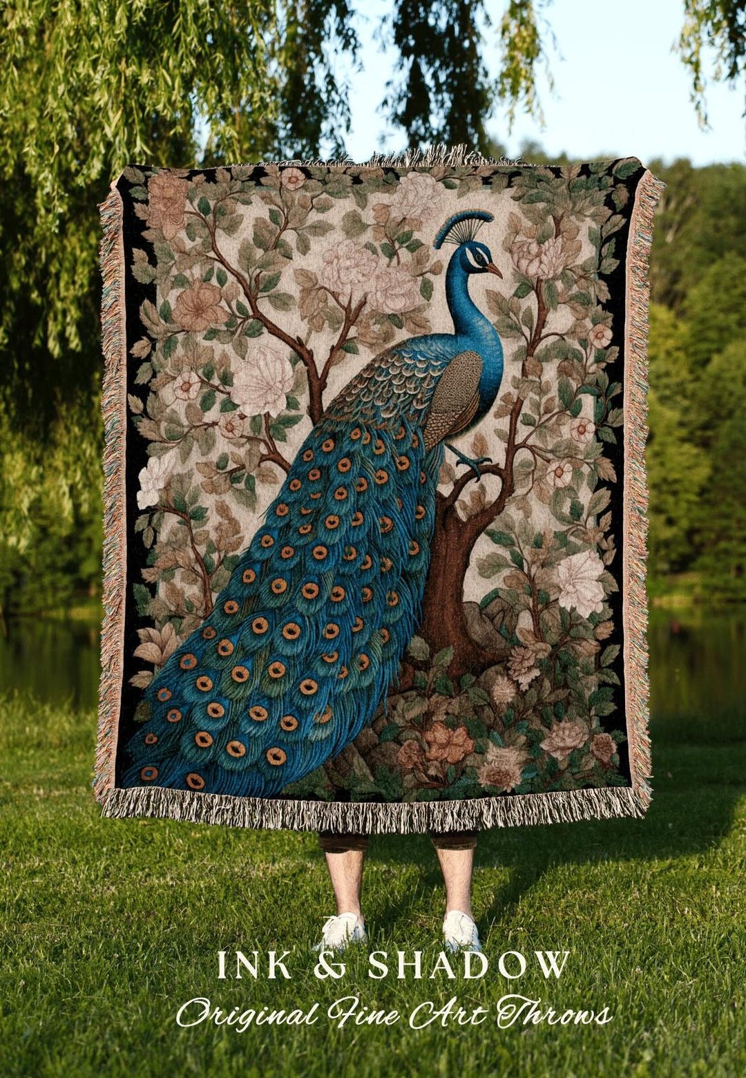 Victorian Gothic Peacock Tapestry | Maximalist Fairy Core Room Decor ...