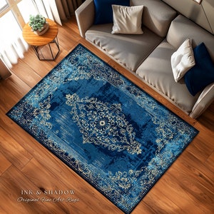 Elegant Royal Blue Area Rug Living Room Indigo Home Decor Rustic ...