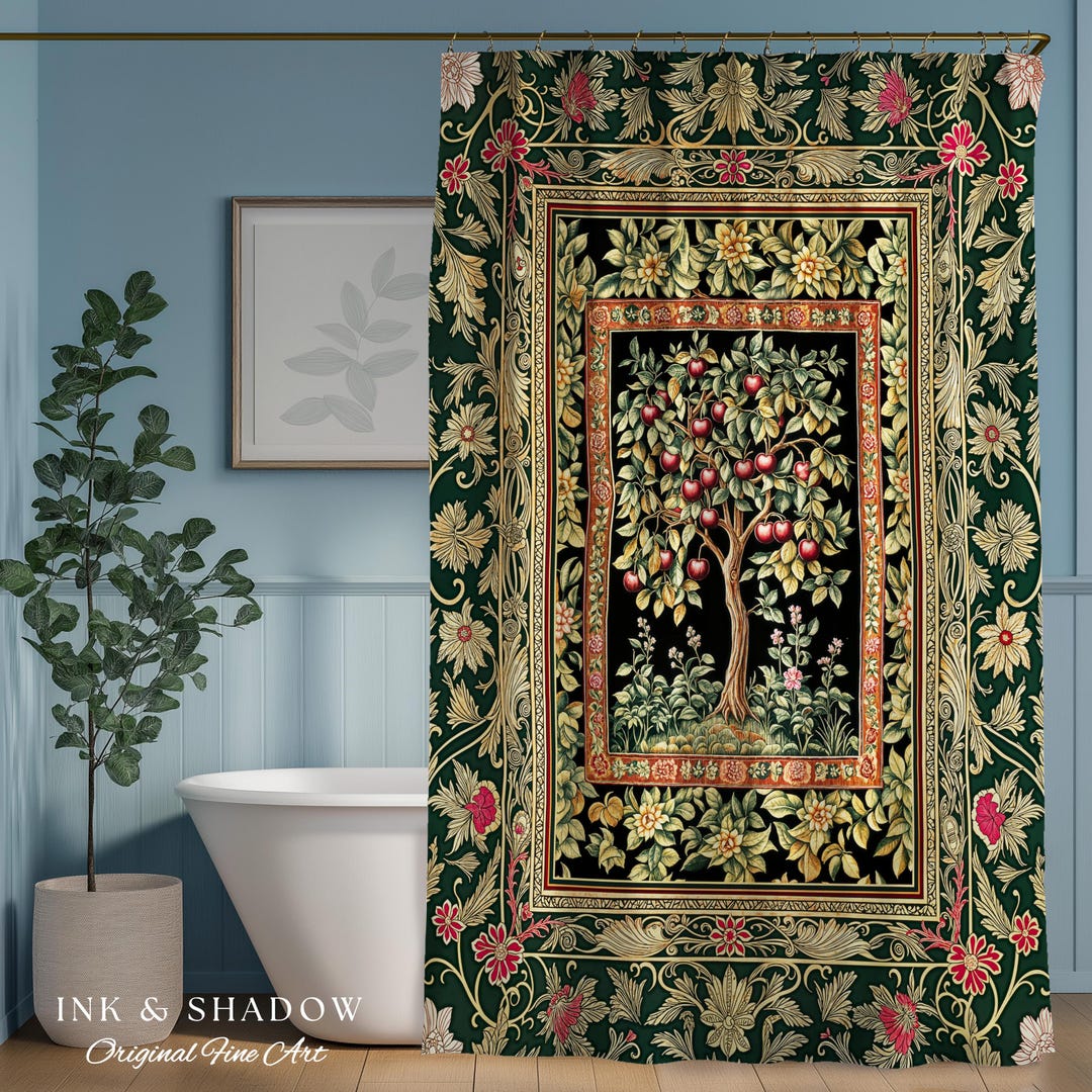 Storybook Gothic Cherry Tree Shower Curtain | Romantic Woodland ...