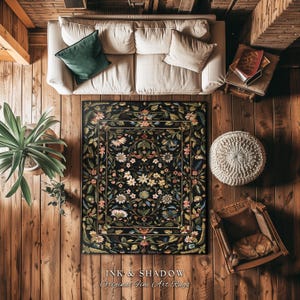 Floral Folk Art Area Rug | Scandinavian Wildflower Aesthetic Danish ...
