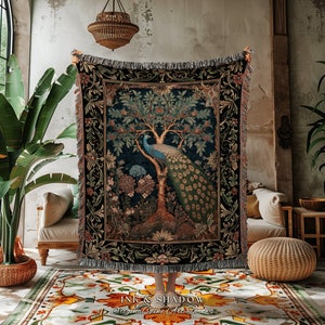 Cottagecore Peacock Throw Blanket | Royalcore Floral Room Decor Morris ...