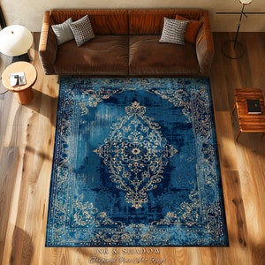 Elegant Royal Blue Area Rug Living Room Indigo Home Decor Rustic ...