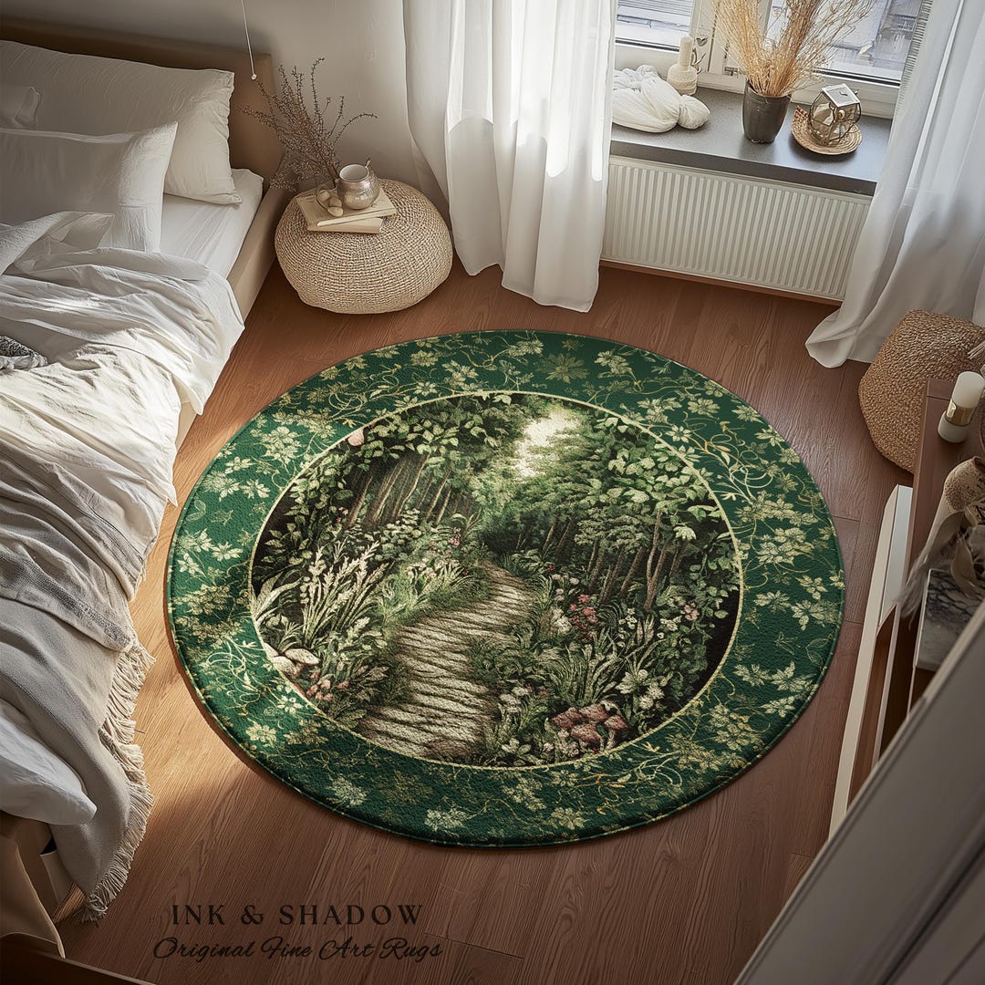 Ethereal Woodland Meadow Round Rug | Dark Academia Folklore Fairy Core ...