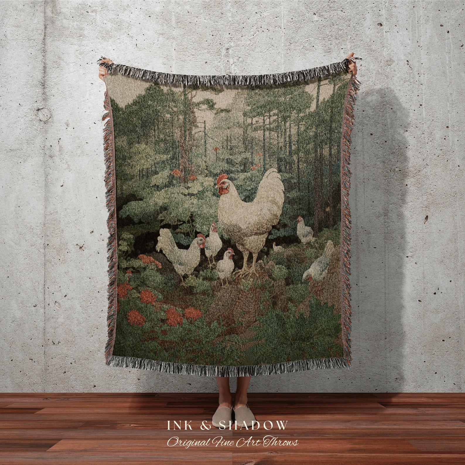 Rustic Farmhouse Chicken Tapestry Blanket | Funny Chicken Mom Gift ...