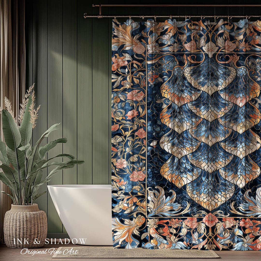 Pastel Gothic Cottagecore Shower Curtain | Dragon Scale Fantasy ...