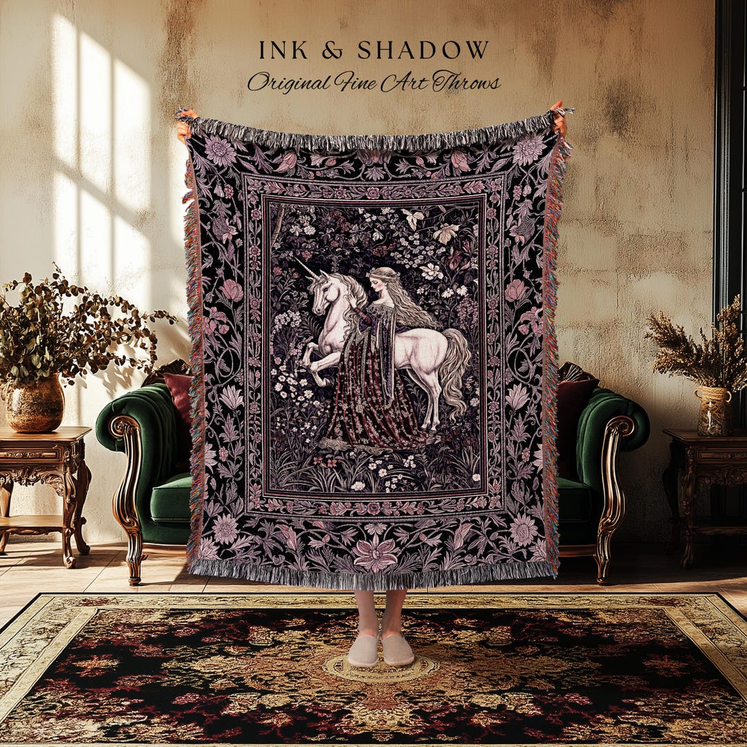 Pastel Whimsical Medieval Woven Tapestry | Enchanted Cottagecore Throw ...