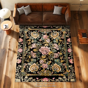 Antique Rose Aesthetic Rug Victorian Floral Dark Academia Decorative ...