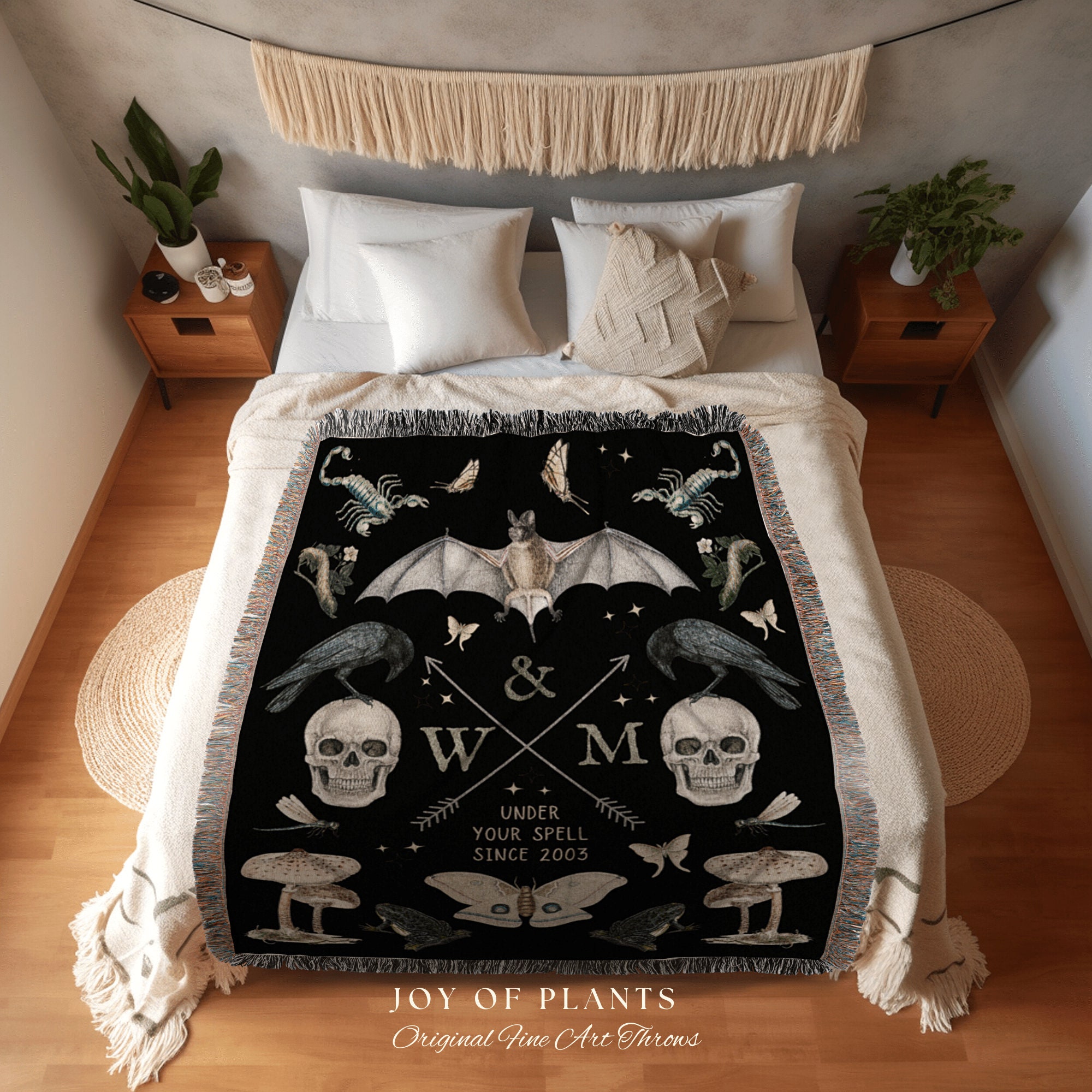 Gothic Anniversary Gift Custom Initials Blanket Woven Tapestry - Etsy