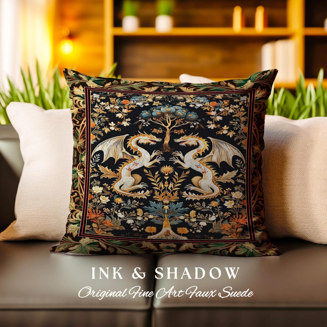 Rococo Dragon Pillow Ornate Baroque Art Nouveau Inspired Tapestry ...