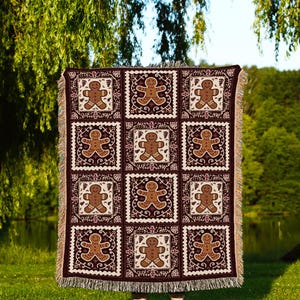 Cottage Chic Retro Farmhouse Gingerbread Throw Patchwork Folk Art ...