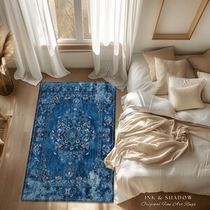 Navy Blue Elegant Aesthetic Rug | Modern Living Room Indigo Home Decor ...