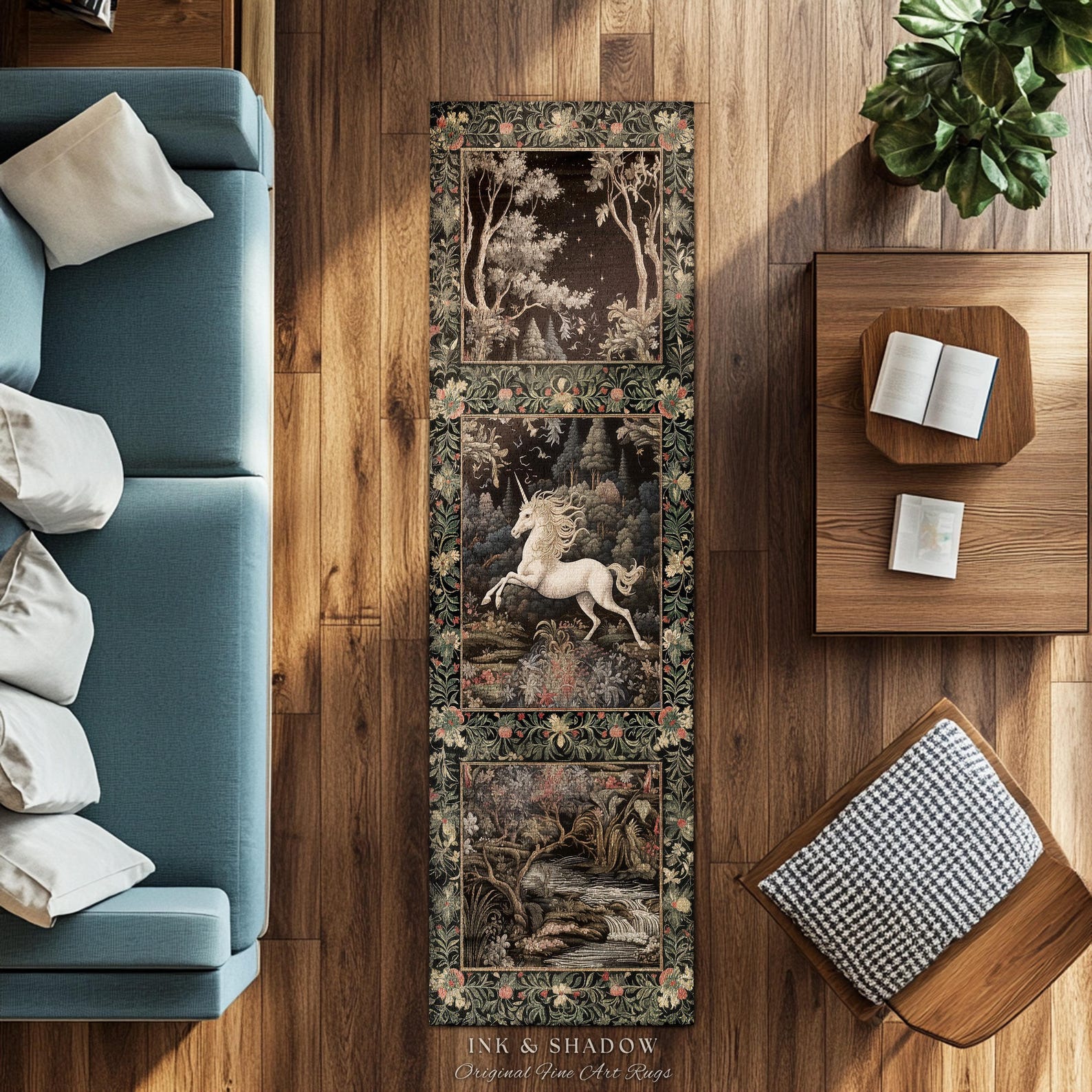 Pastel Botanical Unicorn Rug | Whimsical Folklore Nursery Decor Morris ...