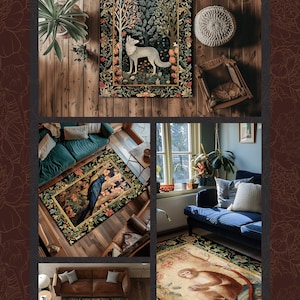 Crowcore Area Rug | Woodland Gothic Room Decor William Morris Inspired ...
