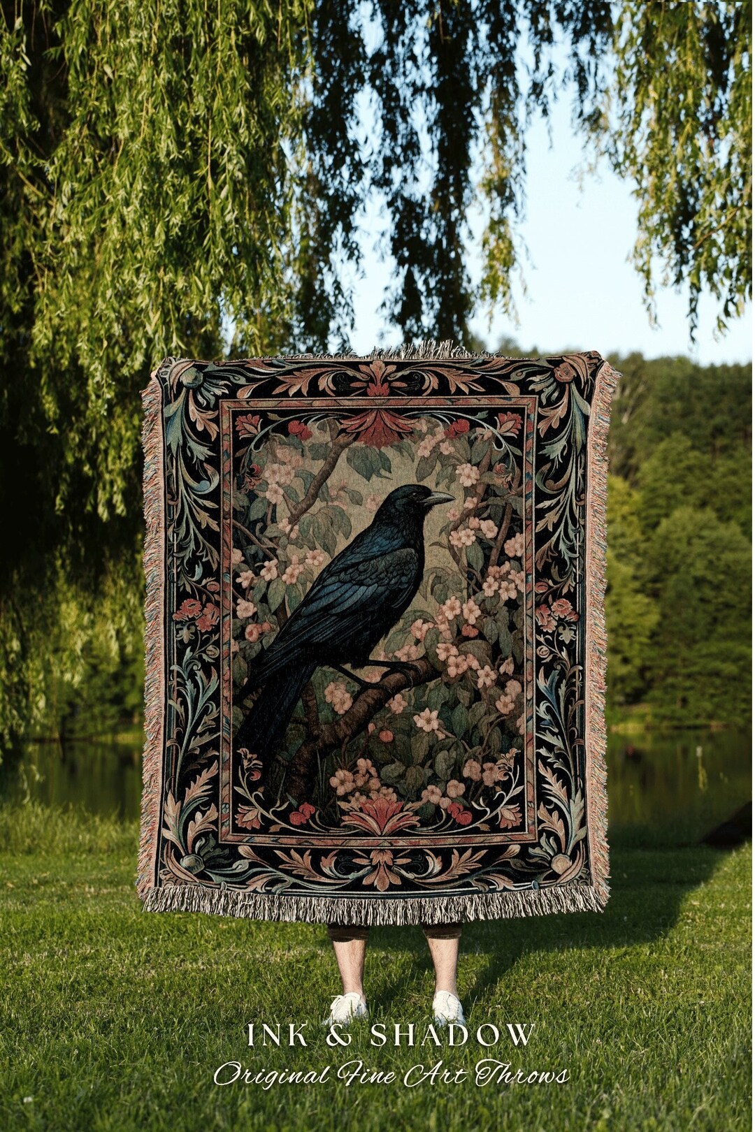 Dark Academia Crowcore Throw Blanket | Ethereal Home Decor Morris ...