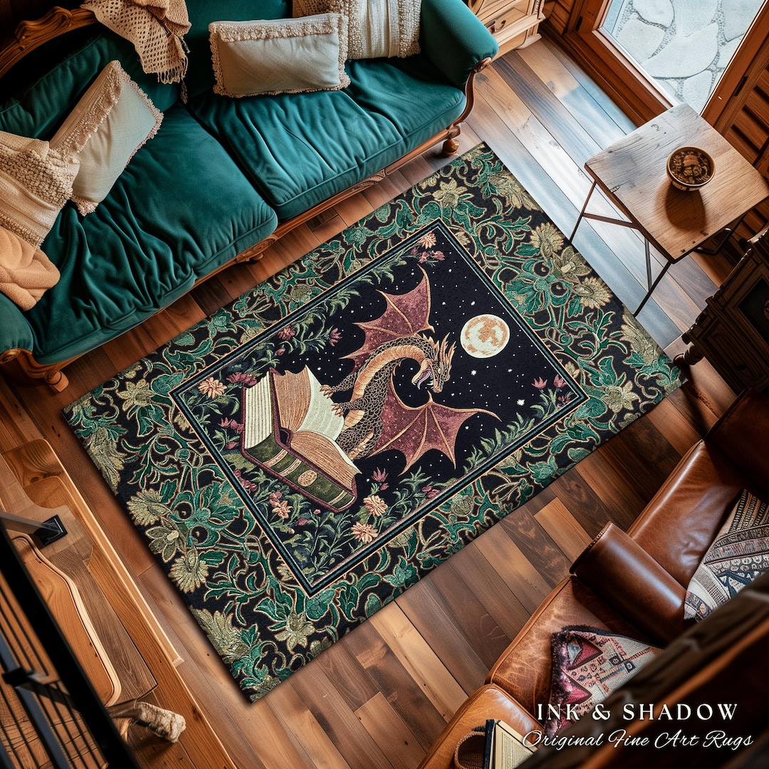 Dark Academia Medieval Folklore Rug | Nordic Witchy Gothic Dark Magic ...