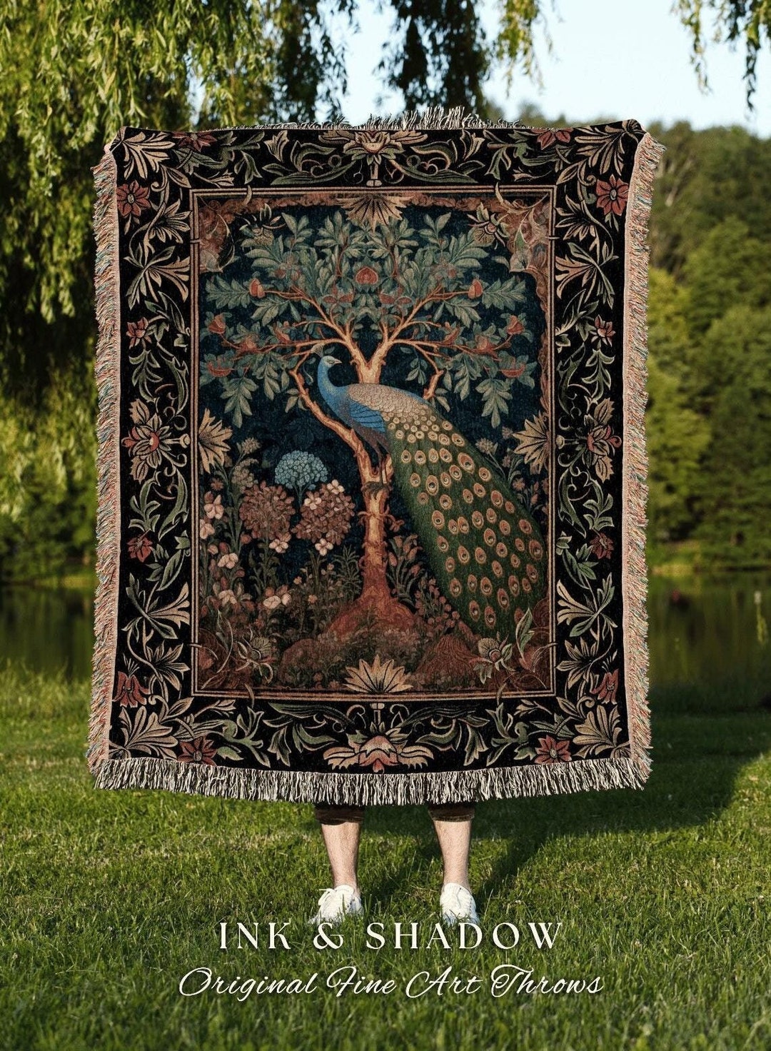 Cottagecore Peacock Throw Blanket | Royalcore Floral Room Decor Morris ...