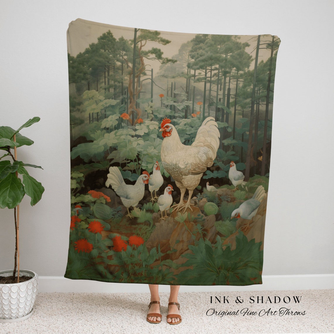 Rustic Farmhouse Chicken Tapestry Blanket | Funny Chicken Mom Gift ...