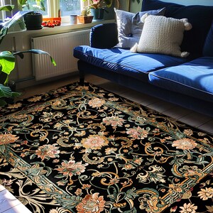 Dark Floral Victorian Rug Wildflower Aesthetic Living Room Gothic Home ...