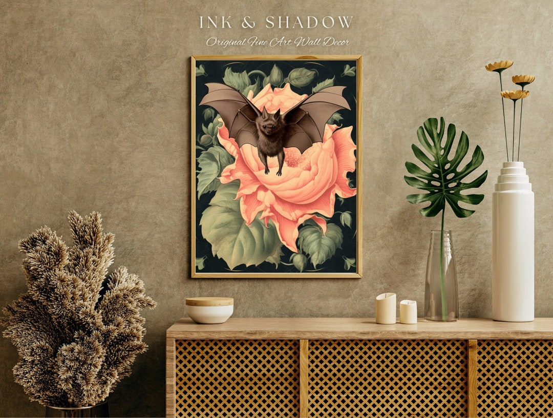 Vintage Bat Poster Art Whimsigoth Decor Halloween Home Decor Dark ...
