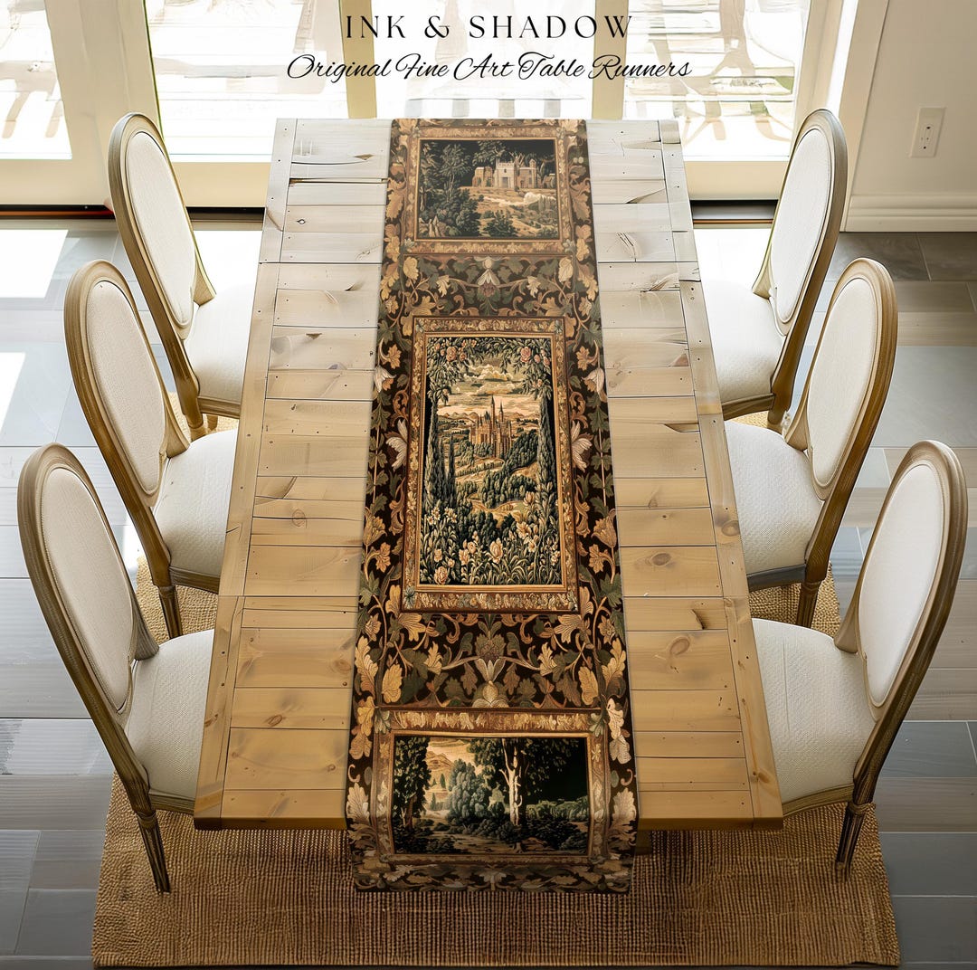Romantic Victorian Botanical Table Runner | Medieval Woodland Fairytale ...