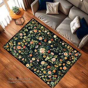 Dark Academia Wildflower Rug | Floral Aesthetic Ornate Gothic Home ...