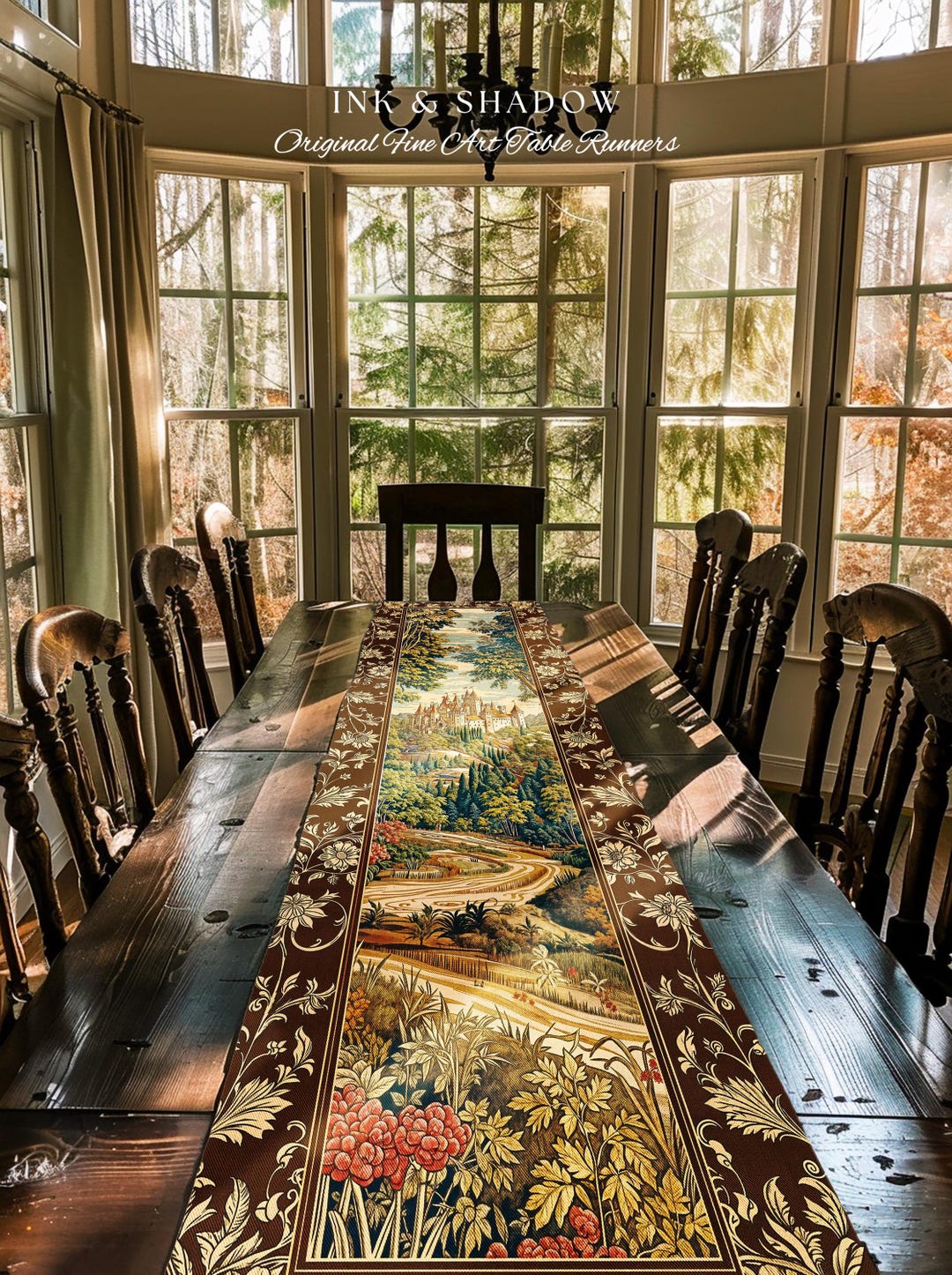 Book Nook Fairytale Castle Table Runner, Woodland Fairycore Bohemian ...