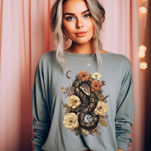 Dark Academia Clothing Gothic Serpent Art Comfort Colors Tshirt ...