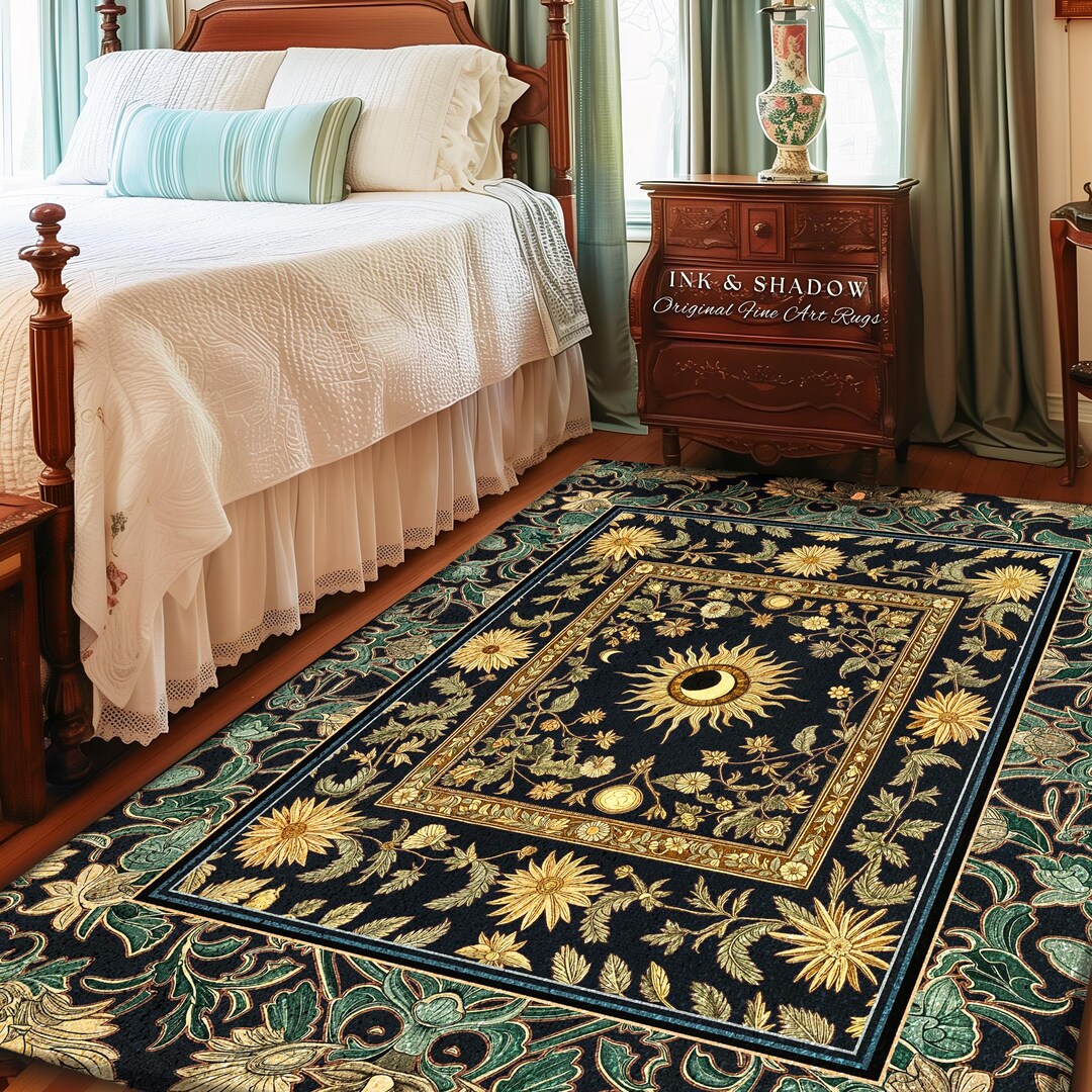 Earthy Spiritual Sun Accent Rug | Hippie Gothic Botanical Ethereal ...