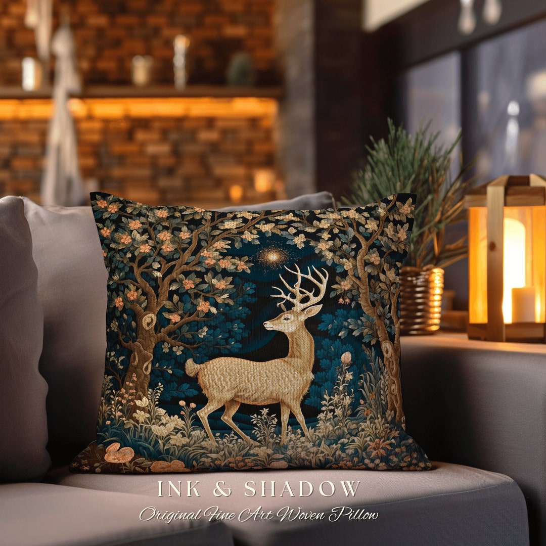 Forest Spirit Cottagecore Pillow | Folk Art Aesthetic Couch Cushion ...