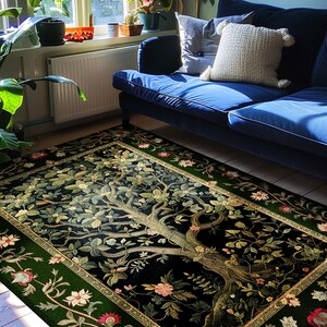 Elegant Botanical Accent Rug Bohemian Aesthetic Living Room Home Decor ...