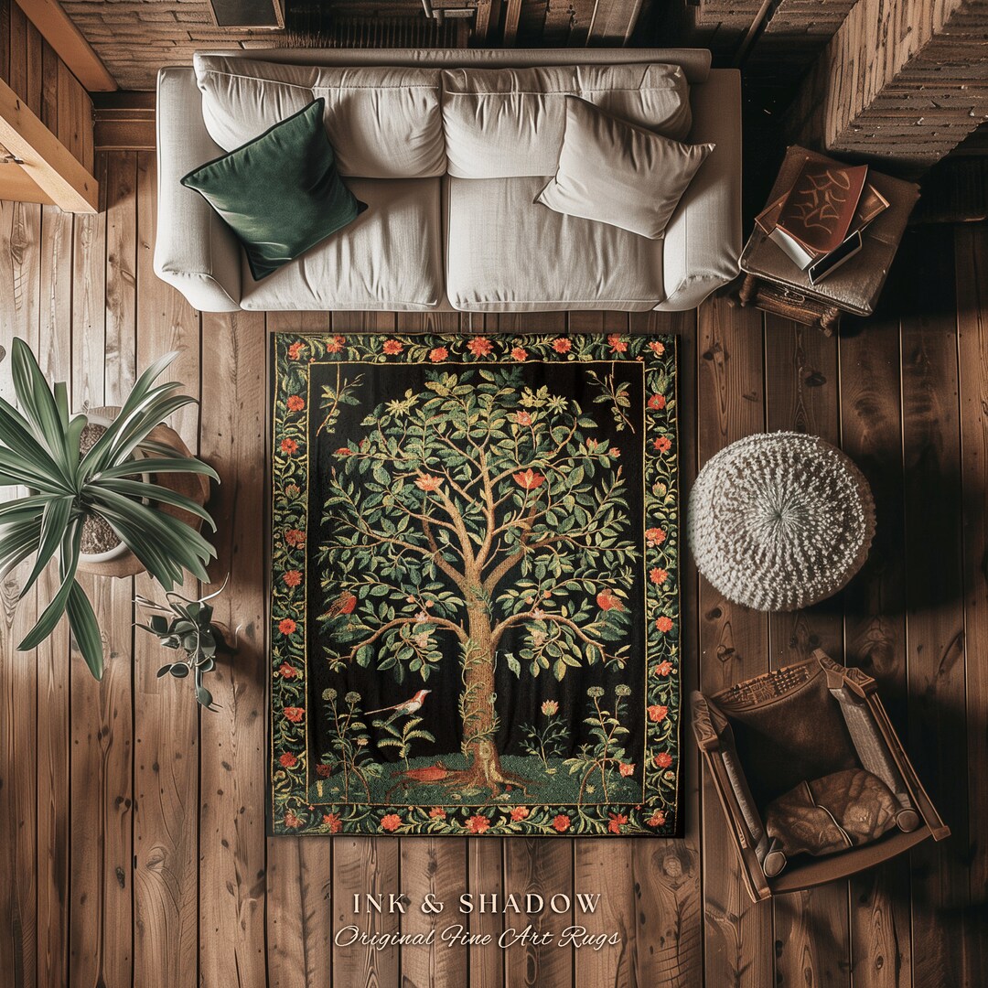 Tree of Life Area Rug Bohemian Aesthetic Living Room Home Decor Rustic ...