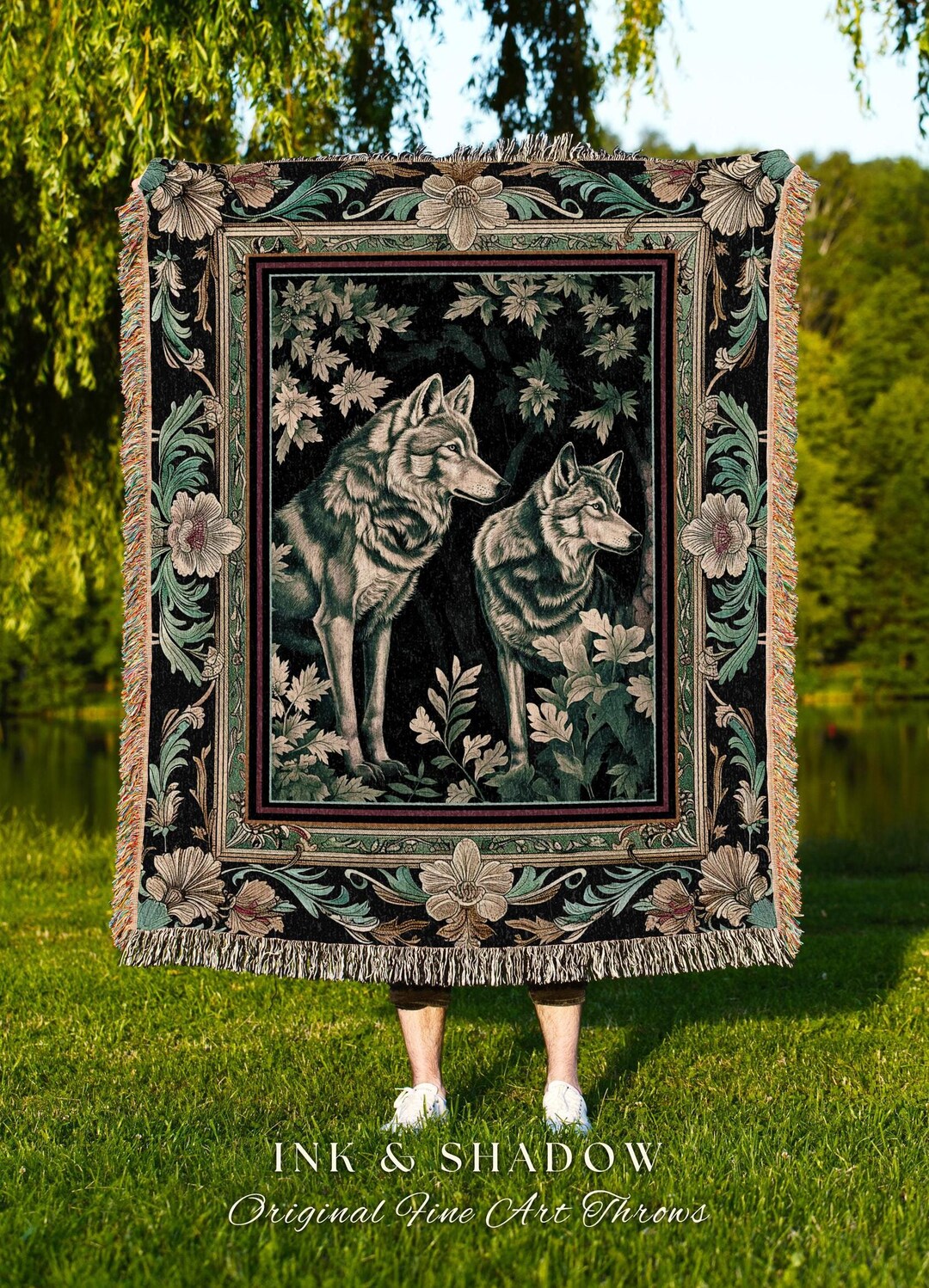 Cozy Cabincore Wolves Blanket | Hygge Bed Throw Scandinavian Woodland ...