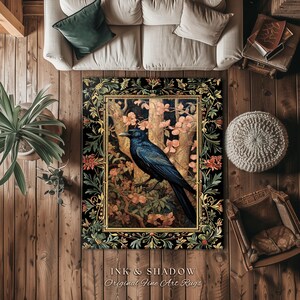 Woodland Gothic Floral Raven Room Decor William Morris Inspired ...