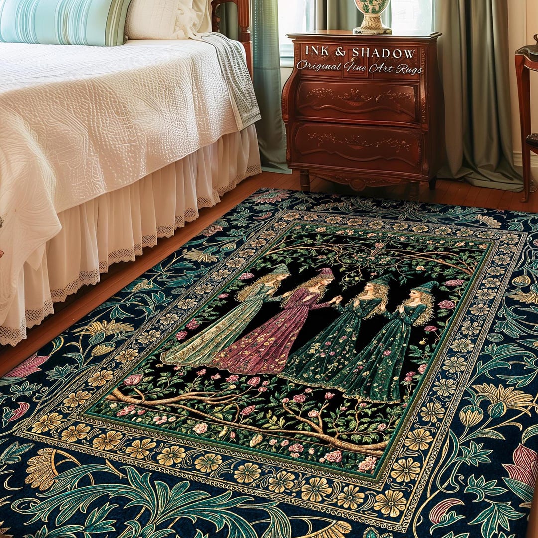 Storybook Aesthetic Witch Rug | Whimsical Crowcore Arcane Gothic Forest ...