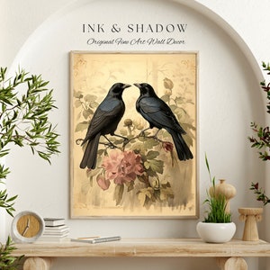 Victorian Gothic Wall Art Gothic Bedroom Decor Black Crow Raven Decor ...