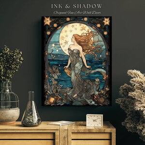 Celestial Mermaid Art Nouveau Room Decor Vintage Mermaid Siren ...