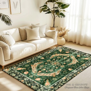 Elegant Sea Green Area Rug | Classic Ornate Statement Rug With Fine ...