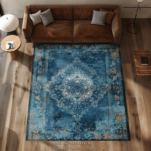 Indigo Blue Royal Aesthetic Rug | Living Room Indigo Home Decor Elegant ...