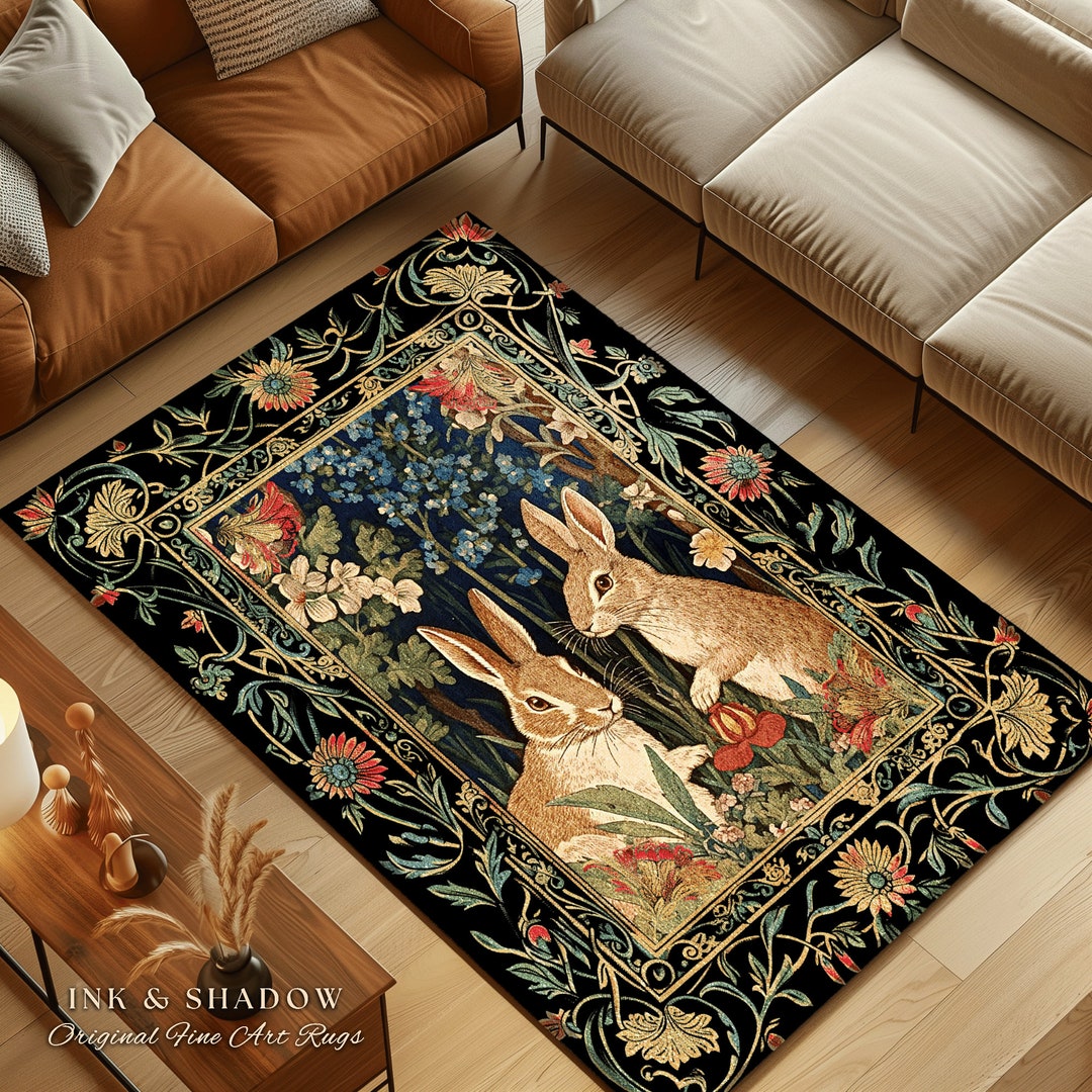 Bunnies in the Woodland Rug Spring Bunnies Room Decor William Morris ...