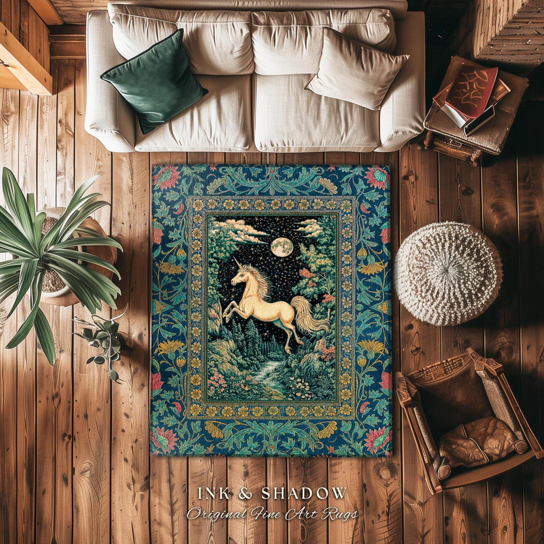 Unicorn Meadow Magical Aesthetic Rug | Castlecore Forest Fantasy Decor ...
