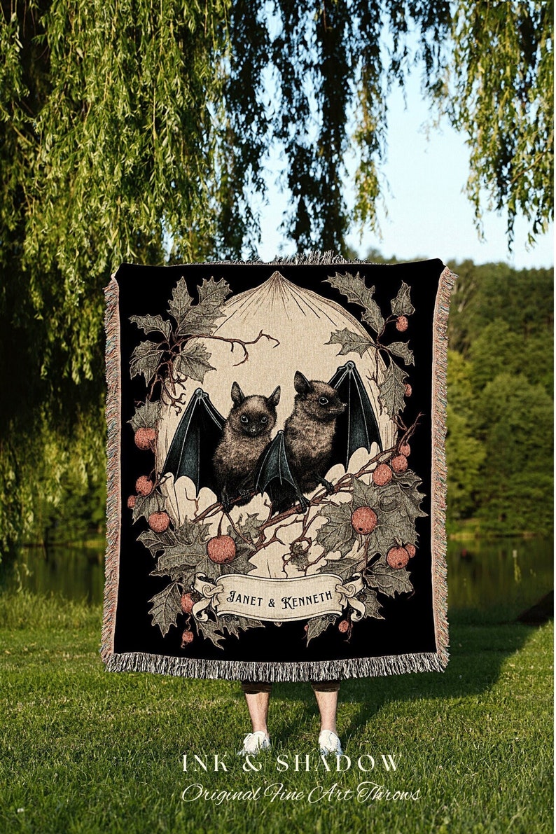 Vintage Bat Blanket Personalized Couples Gift Gothic Wedding - Etsy