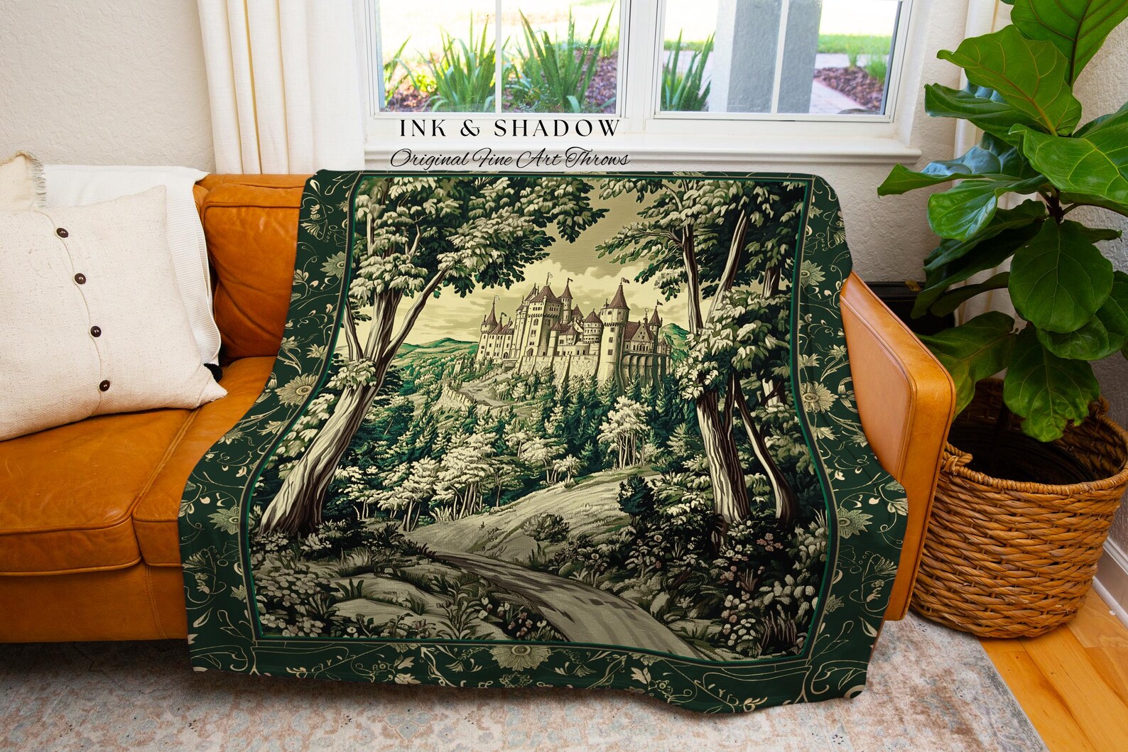 Medieval Castle Woodland Forest Tapestry Blanket Forestcore Dark ...