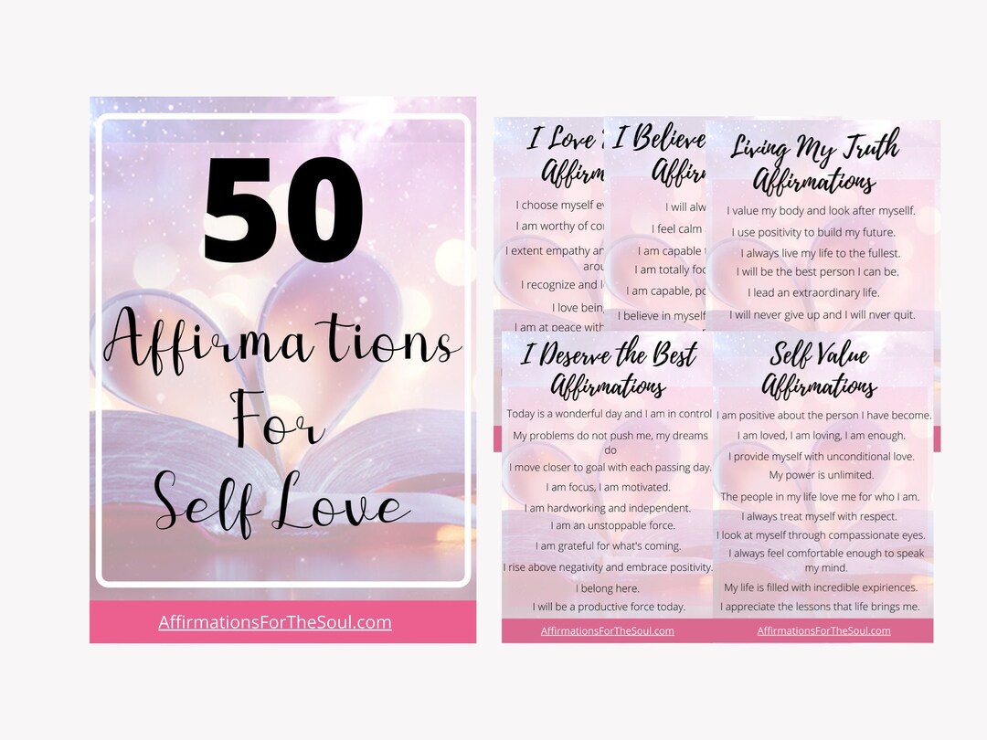 50 Affirmations for Self Love, Printable and Digital Affirmations ...
