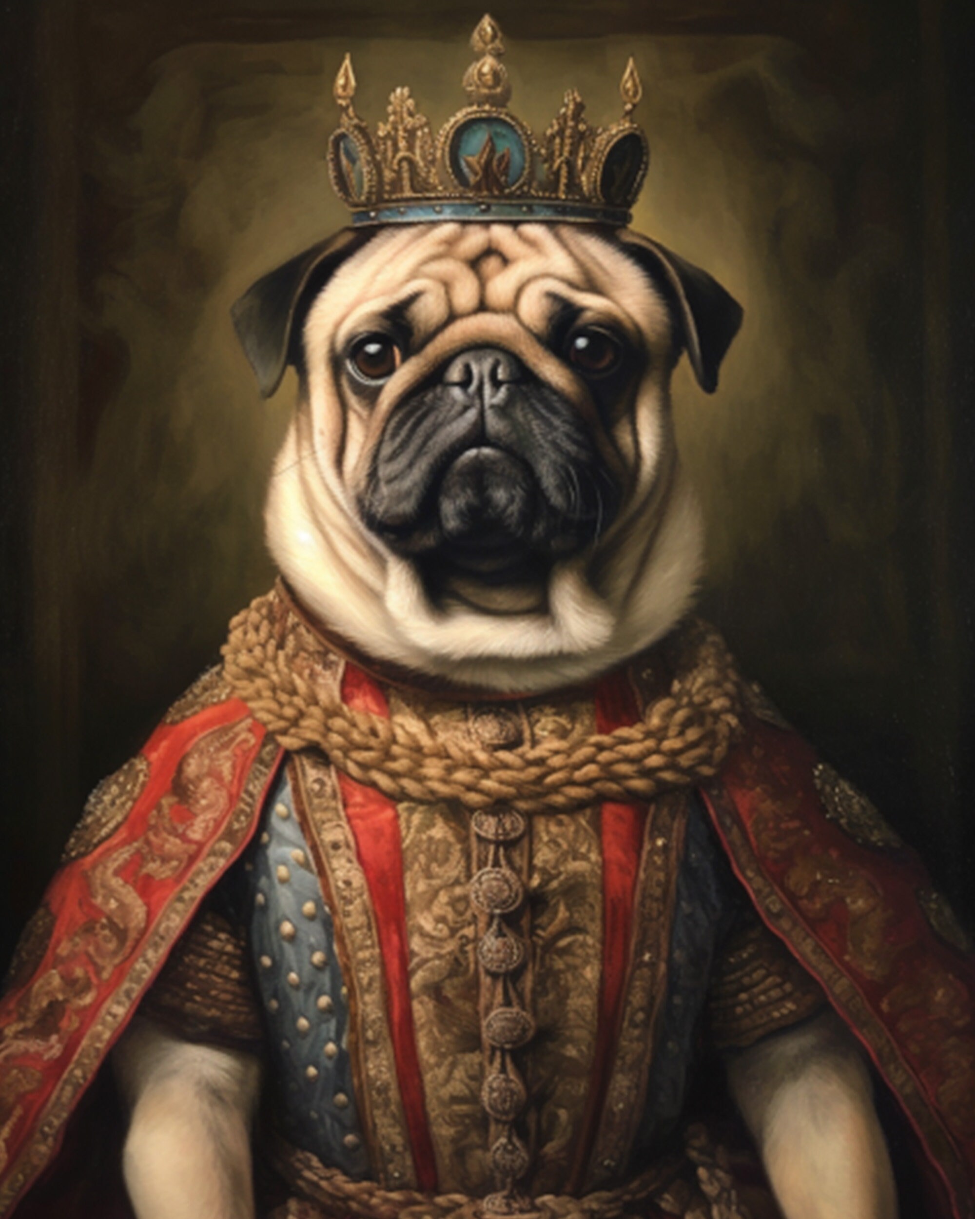 Custom Pet Portrait Painting on Canvas or Paper, Renaissance Animal ...