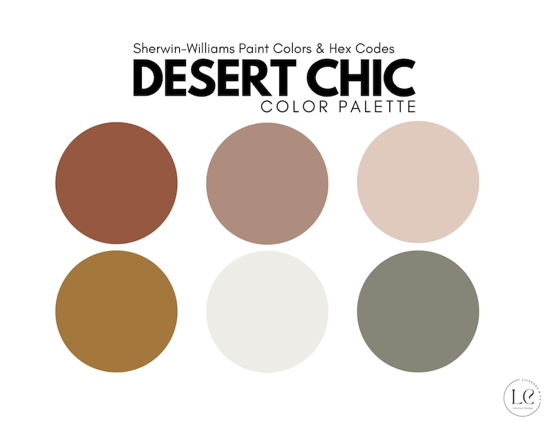 Sherwin Williams-desert Chic Color Palette + Hex Codes - Etsy